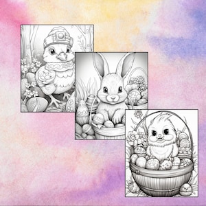 Delightful Easter Coloring Book for Kids, Basket of Bunnies, Chicks ...