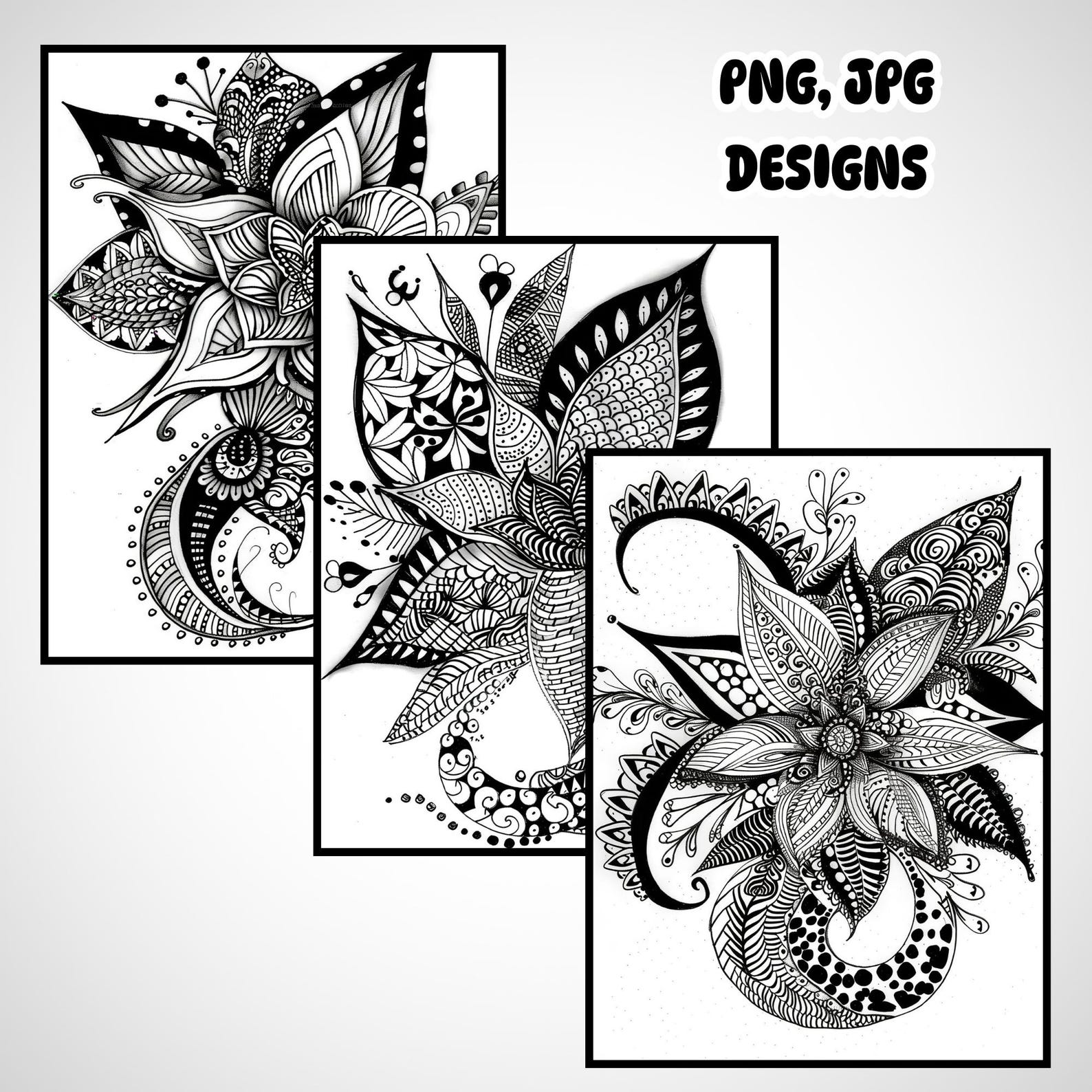 Zentangle Templates for Floral Patterns: Therapeutic Flower Doodle ...