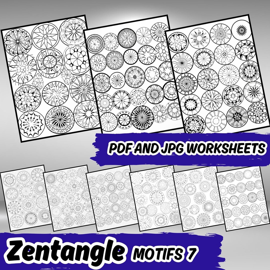 1000+ Zentangle Patterns, Doodle Practice Sheets, Worksheets Bundle ...