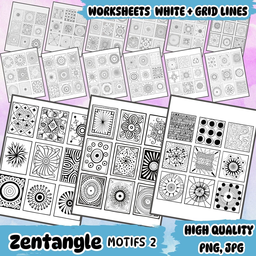 Zentangle Practice Sheets, Intricate Designs and Zen Patterns, Mandala ...