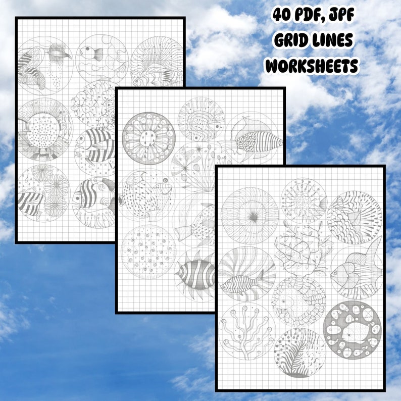 Zentangle Practice Sheets, Ocean Themed Ornaments, Calm Sea Print ...