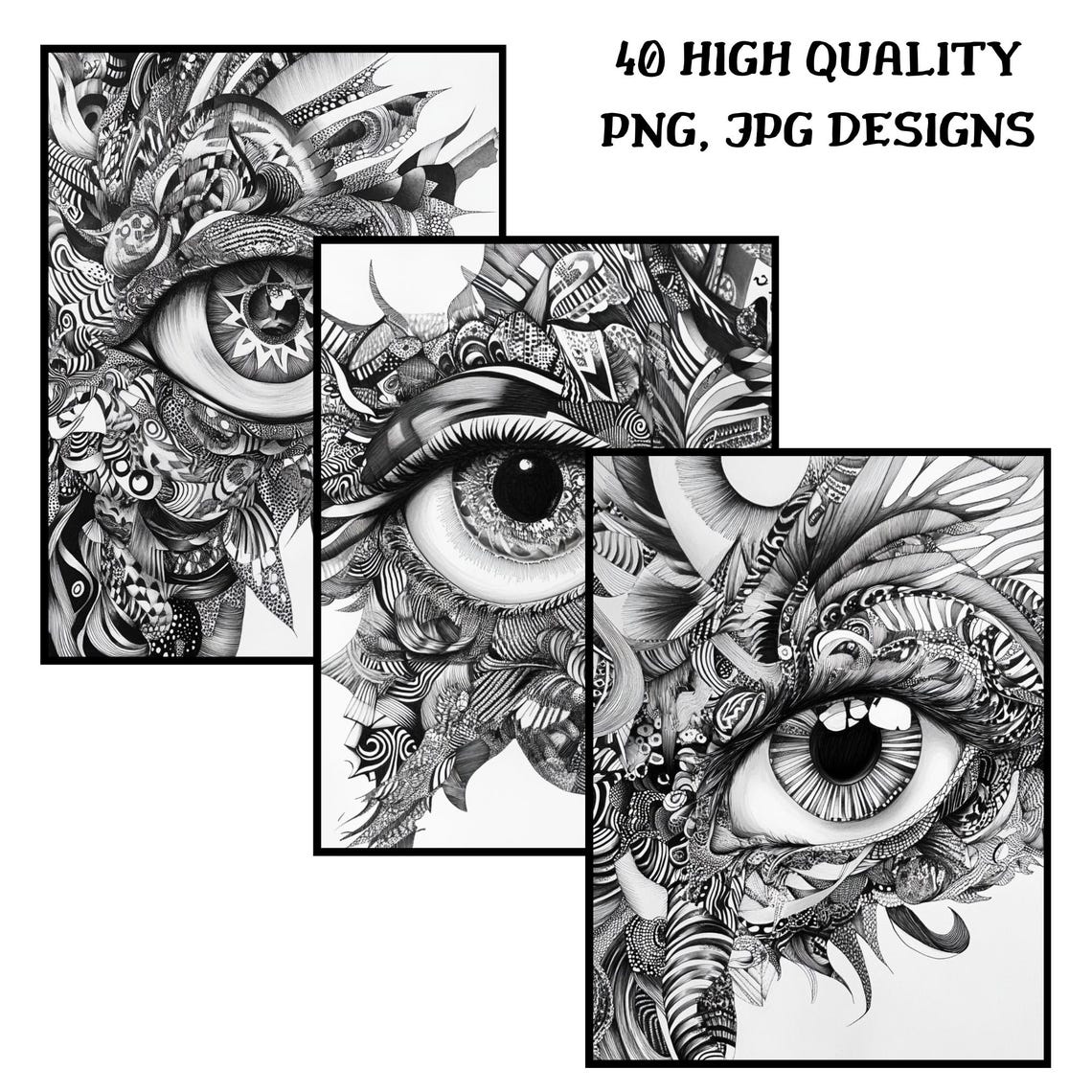 Beautiful Eye Zentangle Art – Printable Zendoodle Worksheets (PDF JPG ...