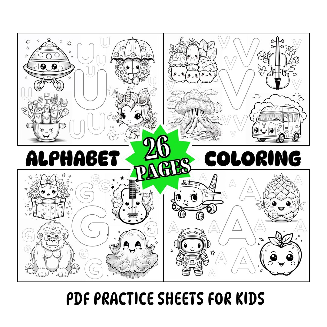Alphabet Coloring Pages for Kids | Preschool Activity Book A-Z | Learn ...