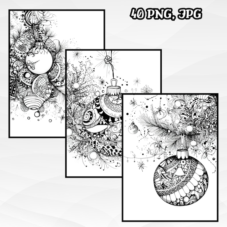 Zentangle Christmas Ornament Coloring Pages (digital Download) - Etsy