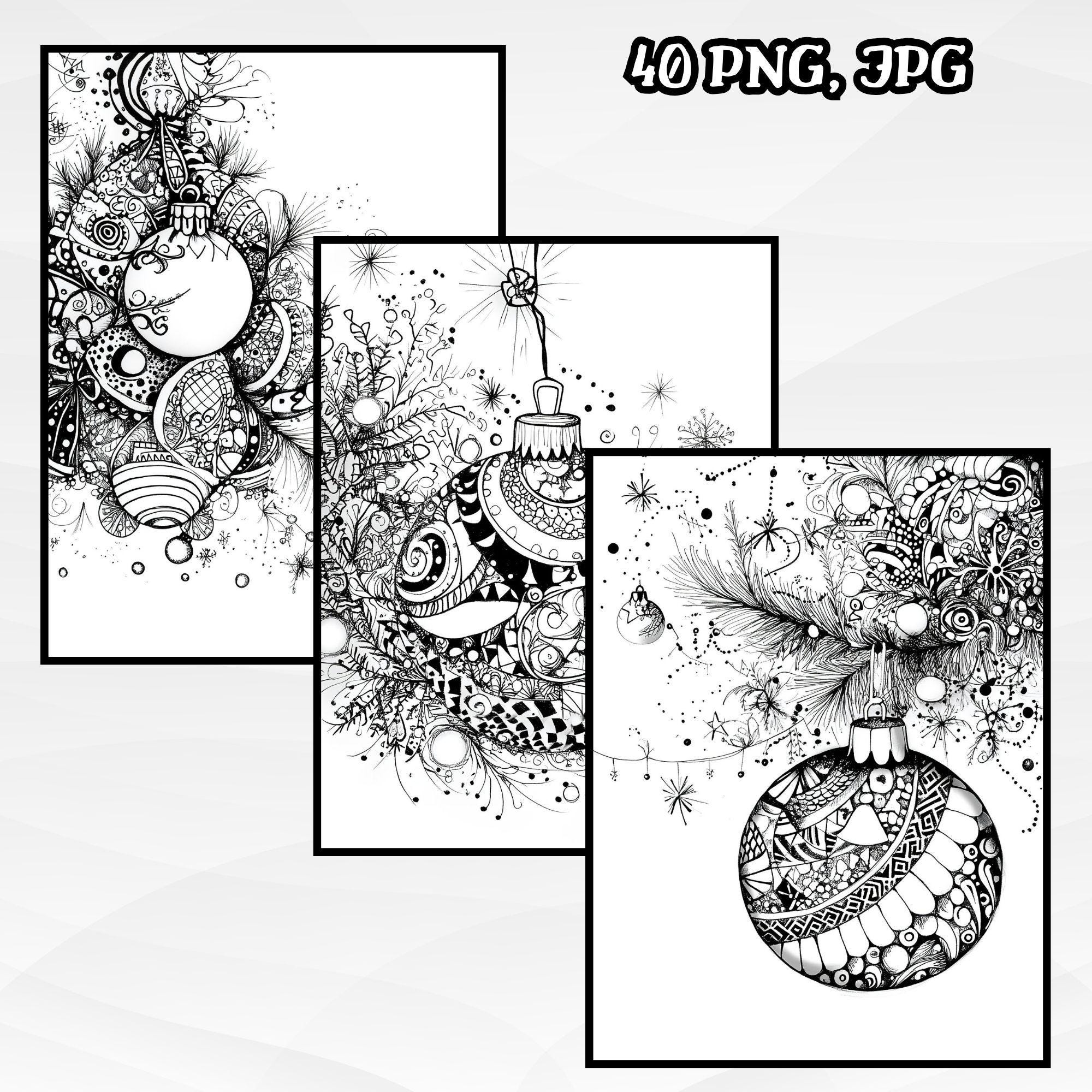 Zentangle Christmas Ornament Coloring Pages (digital Download) - Etsy
