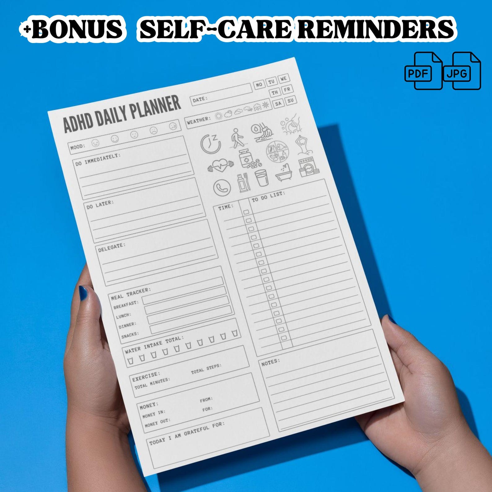 Simple ADHD Daily Planner Printable, Printable Daily Planner Template ...