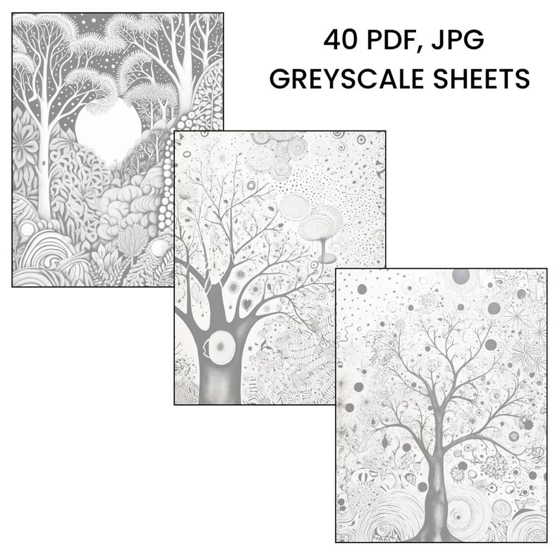 Zendoodle Tree Art Worksheets – Zentangle Patterns Bundle (PDF JPG PNG ...