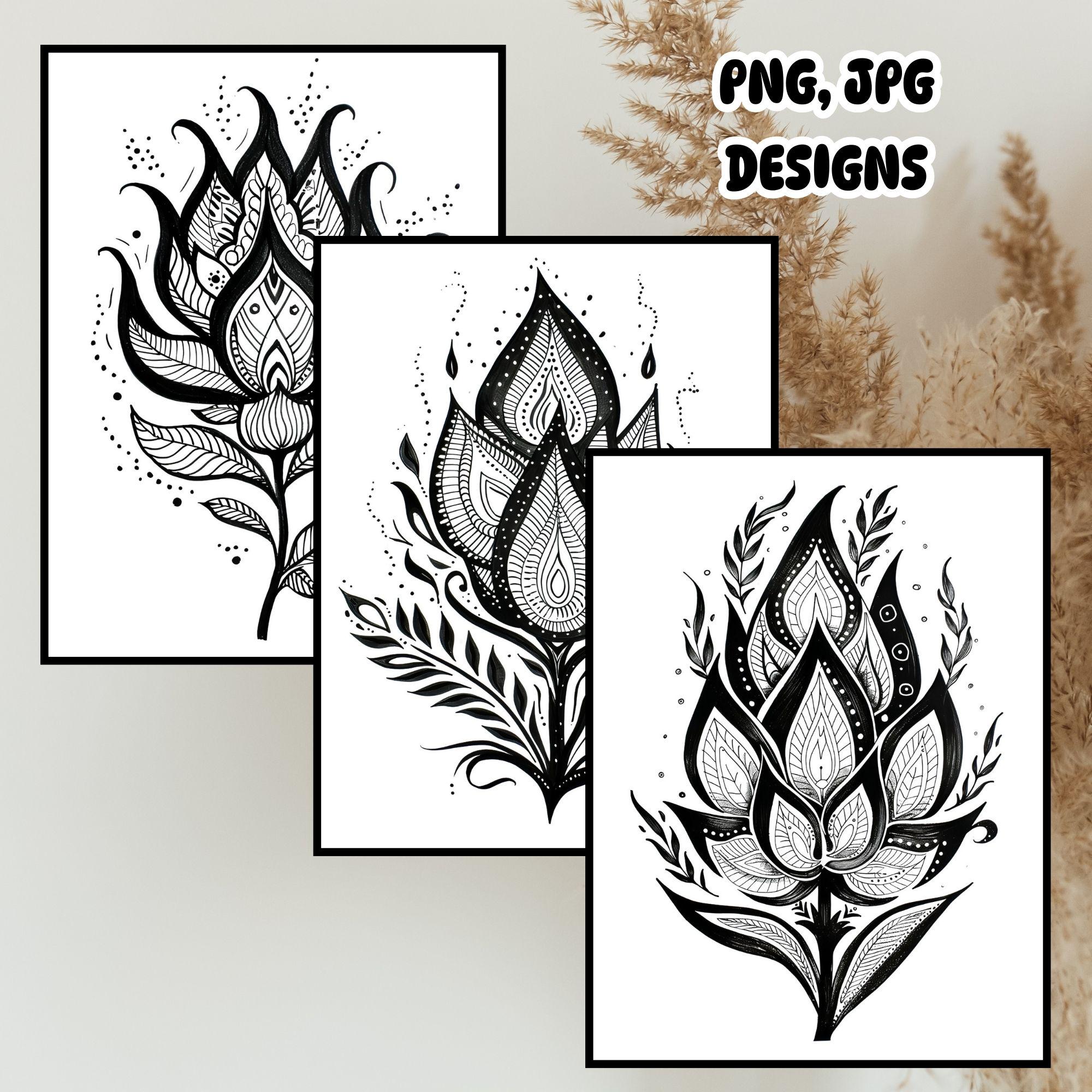 Flame Flower Zentangle, Doodle Pattern, Cute Pictures to Draw, Doodle ...