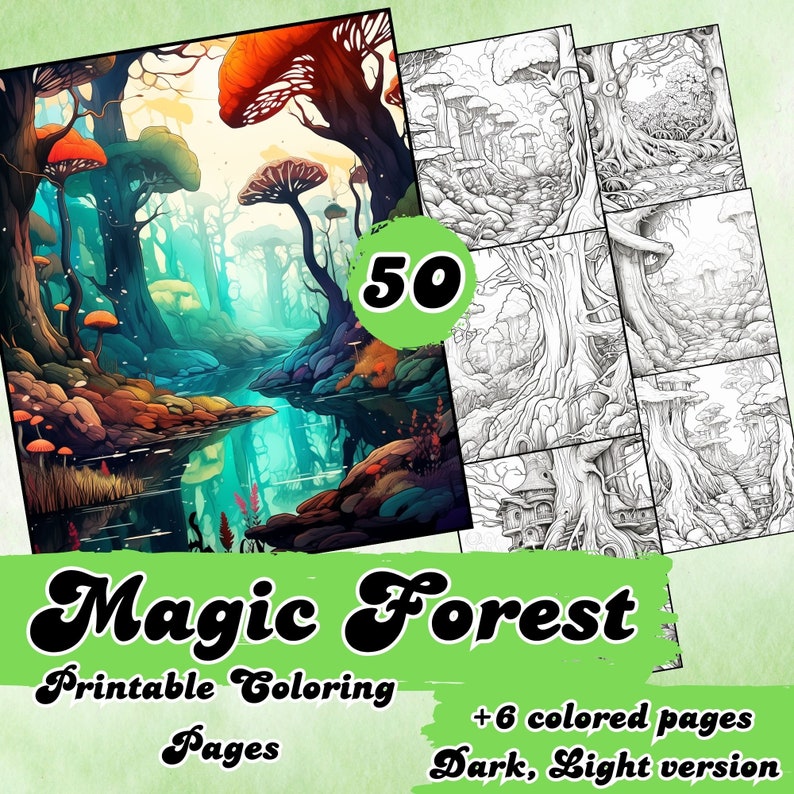Fantasy Forest Coloring Pages – 100 Magical Scenes (printable PDF) - Etsy