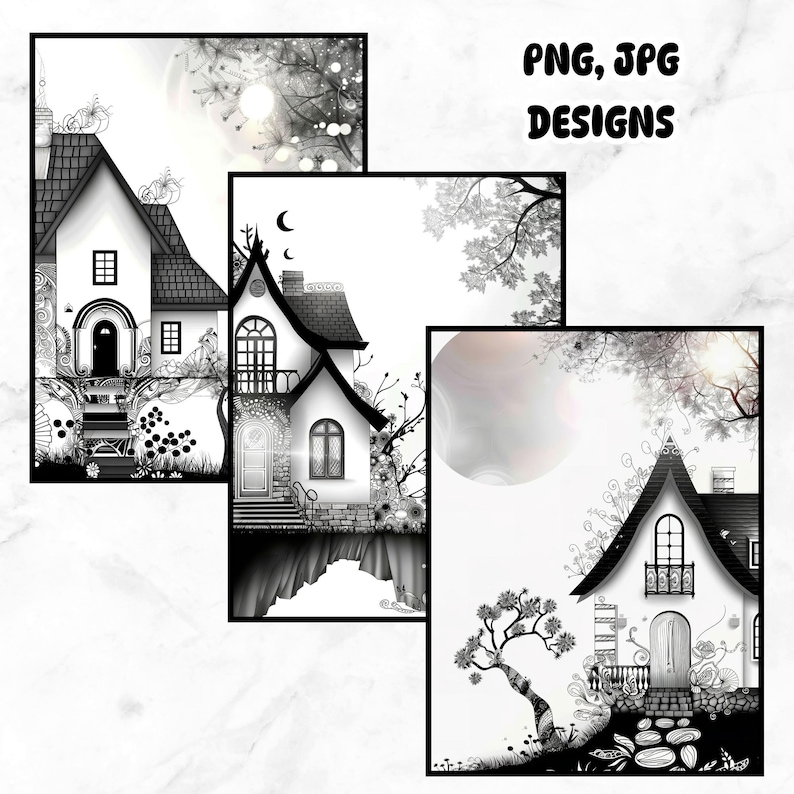 Whimsical House Zentangle Patterns: Beginner-friendly Designs (PDF, JPG ...
