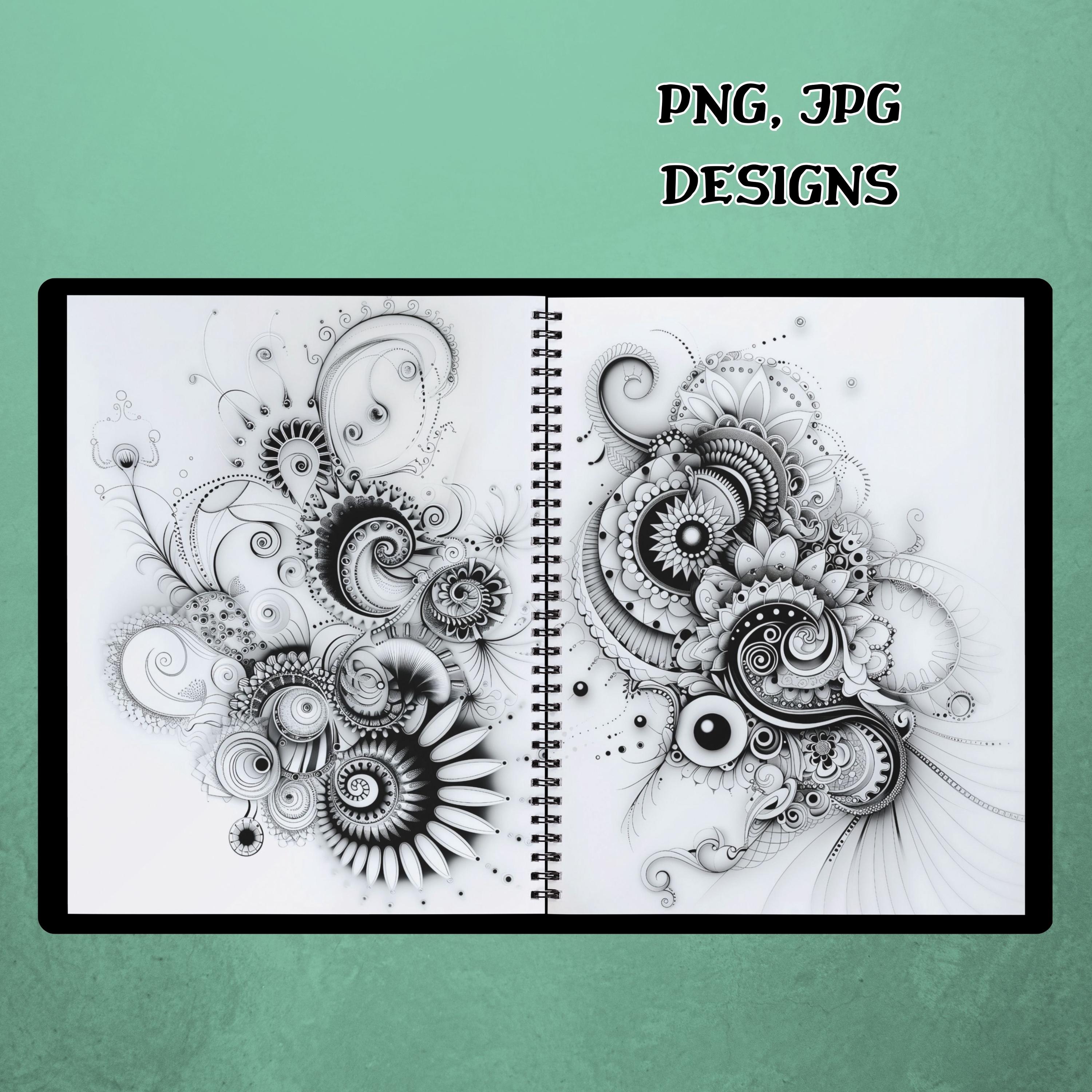 Traceable Zentangle Doodles, Abstract Coloring Book (digital Download ...