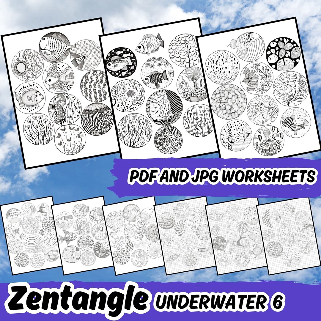 Zentangle Practice Sheets, Ocean Themed Ornaments, Calm Sea Print ...