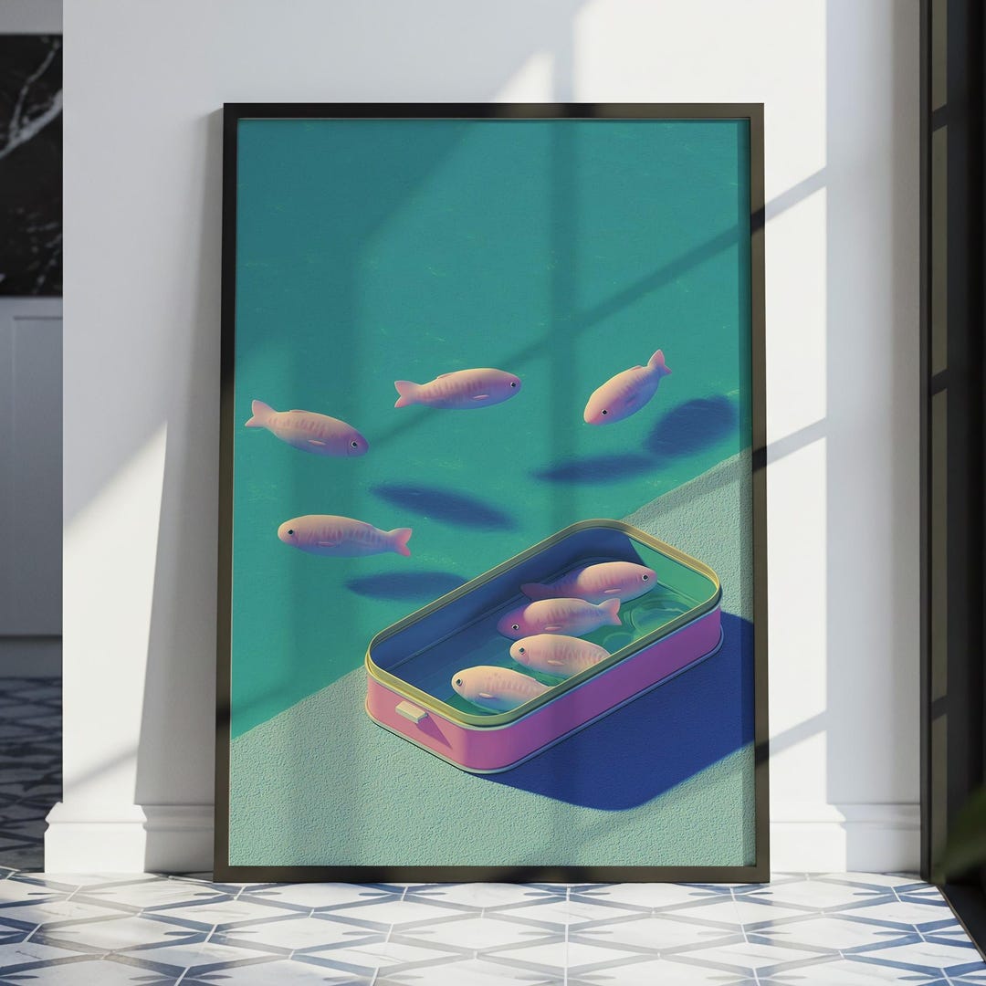 Surreal Fisch Poster, Modernes Pop-art Wandbild Auf 200 G/sm Papier ...