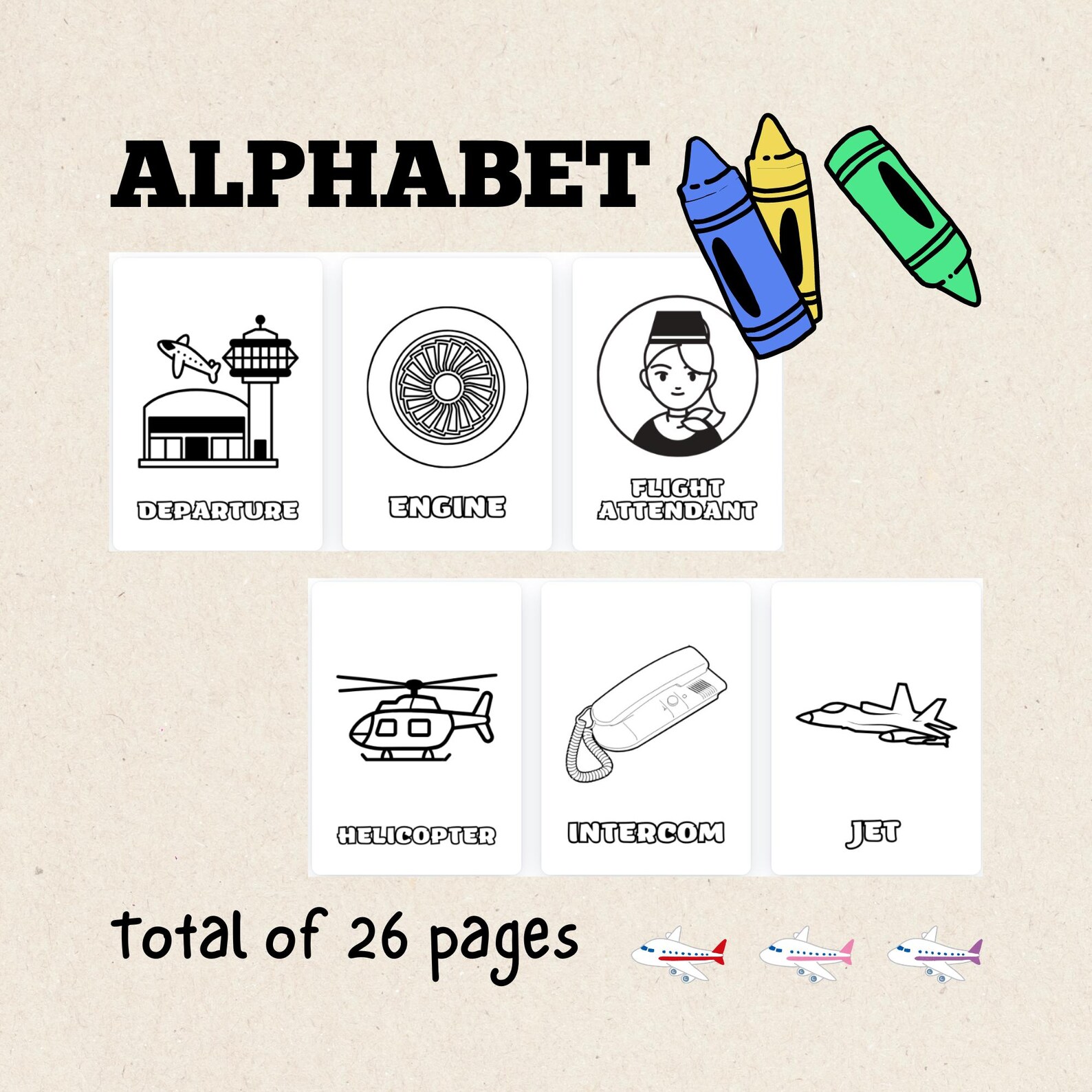 Aviation-themed Alphabet Coloring Pages - 26 Pages! (digital Download ...