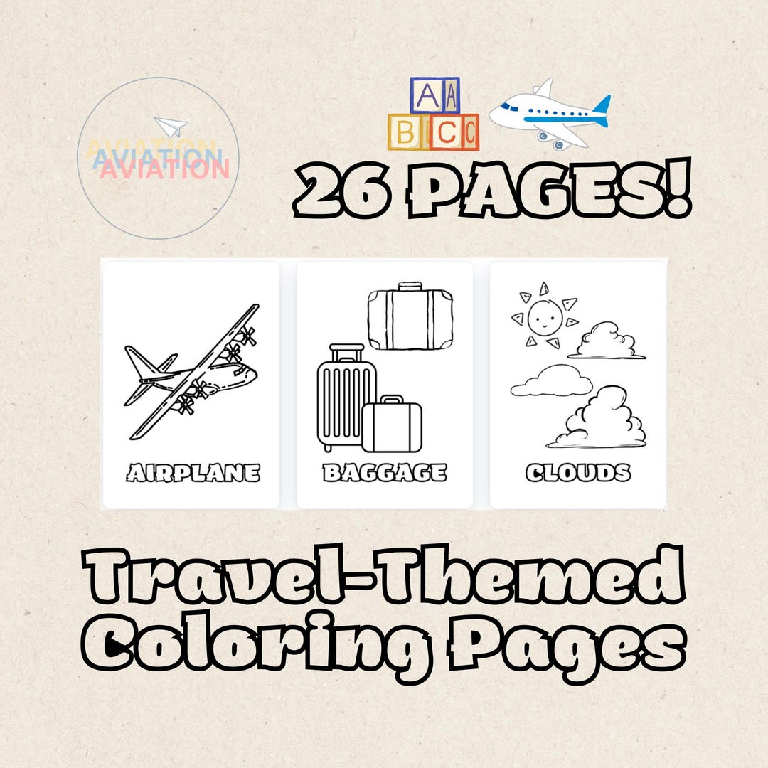 Aviation-themed Alphabet Coloring Pages - 26 Pages! (digital Download ...