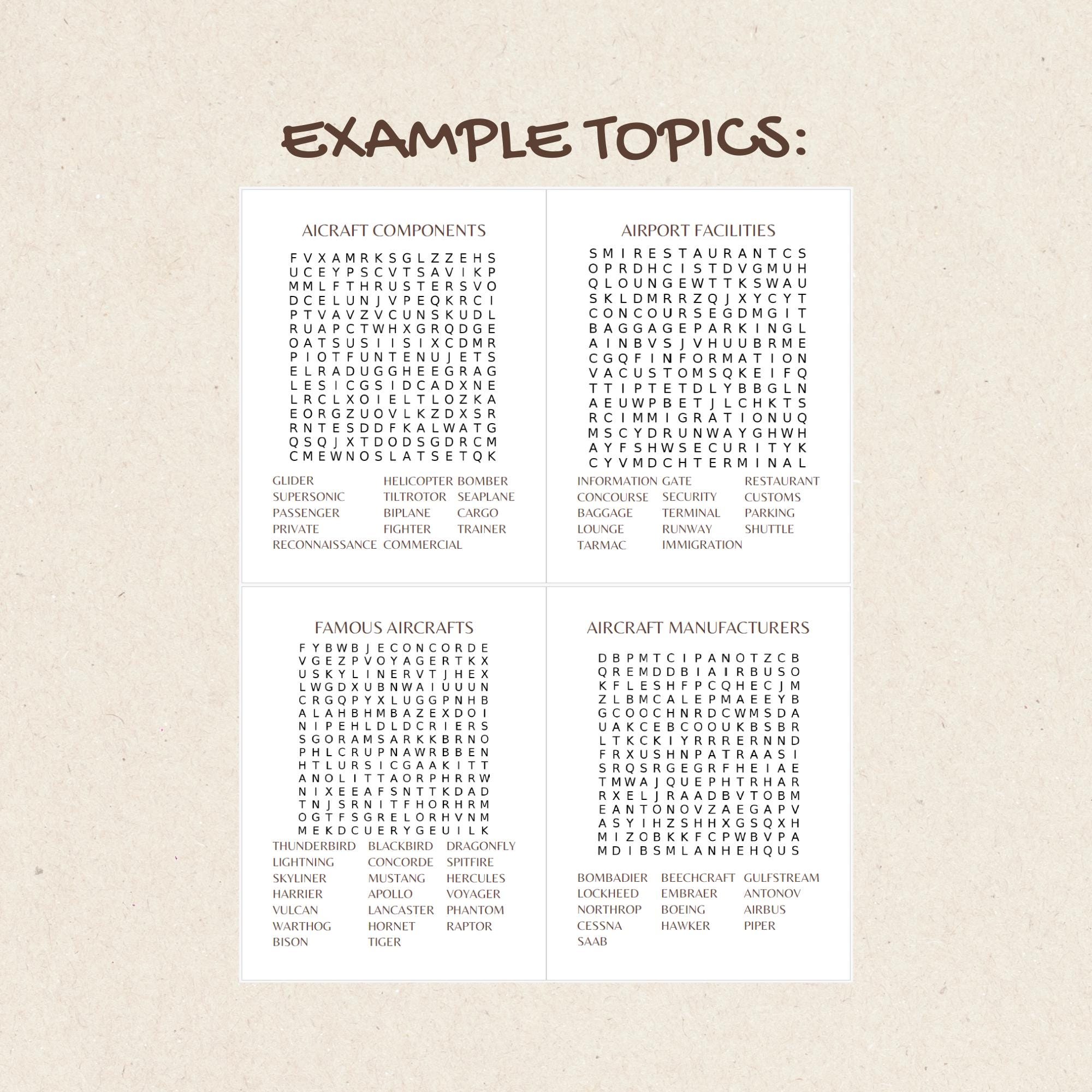 Word Search Puzzle: Aviation Edition (digital Download) - Etsy