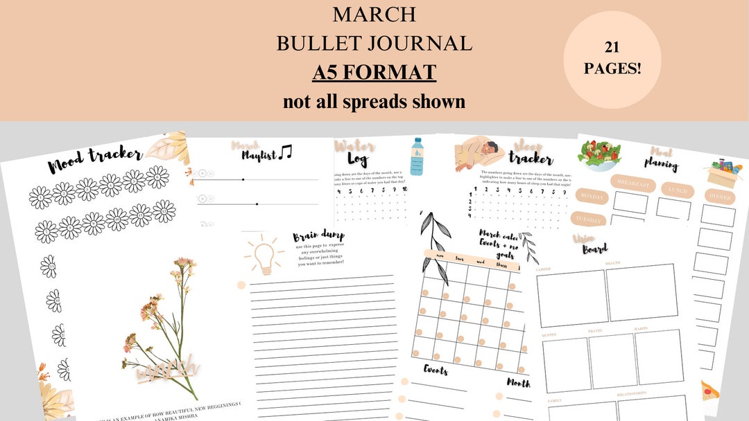 Habit Trackers Mood Trackers Digital Planners 2024 March March 2024 ...