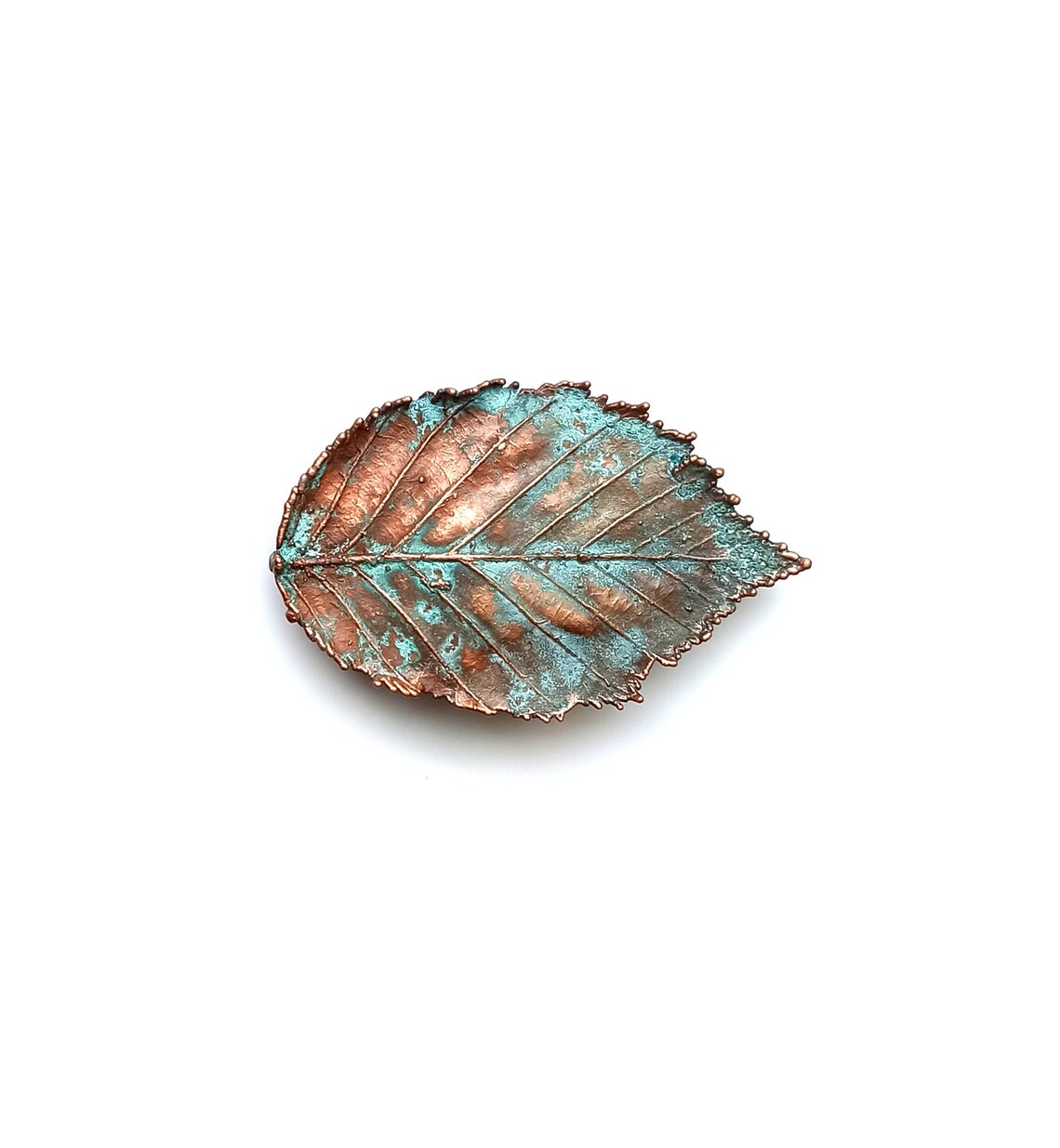 Beech Leaf Copper Brooch Handmade Jewelry Botanical Pattern Natural ...