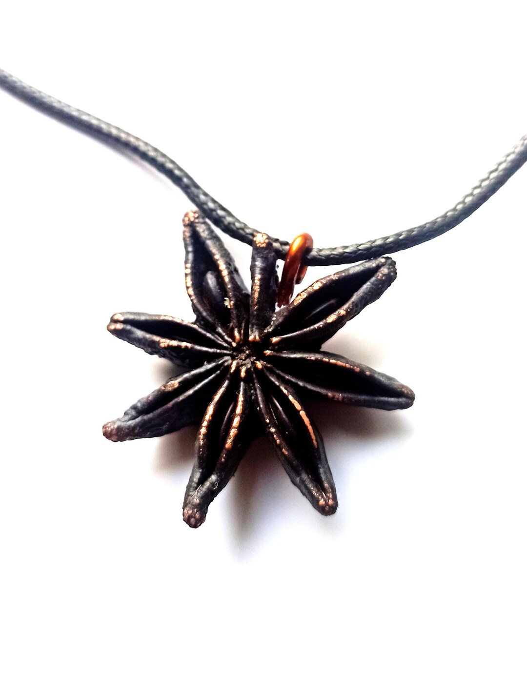 Copper Pendant Anise Star illicium Verum on a Satin String Unique ...