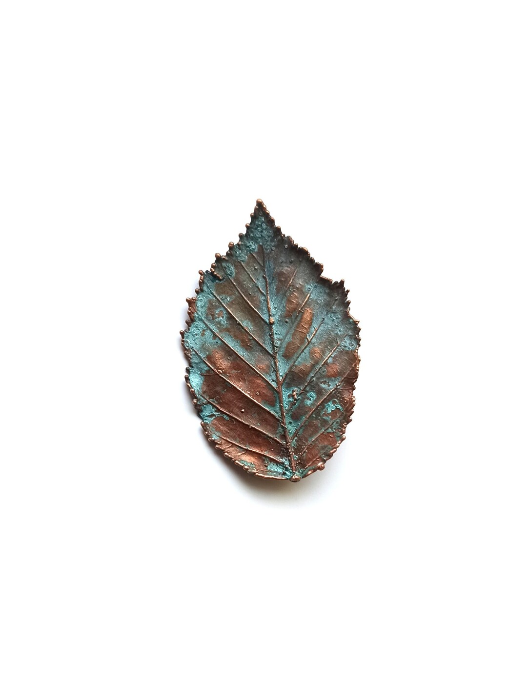 Beech Leaf Copper Brooch Handmade Jewelry Botanical Pattern Natural ...