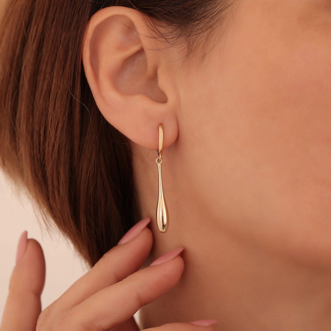 Long Gold Drop Earrings: 14K Gold Filled Sterling Silver - Etsy