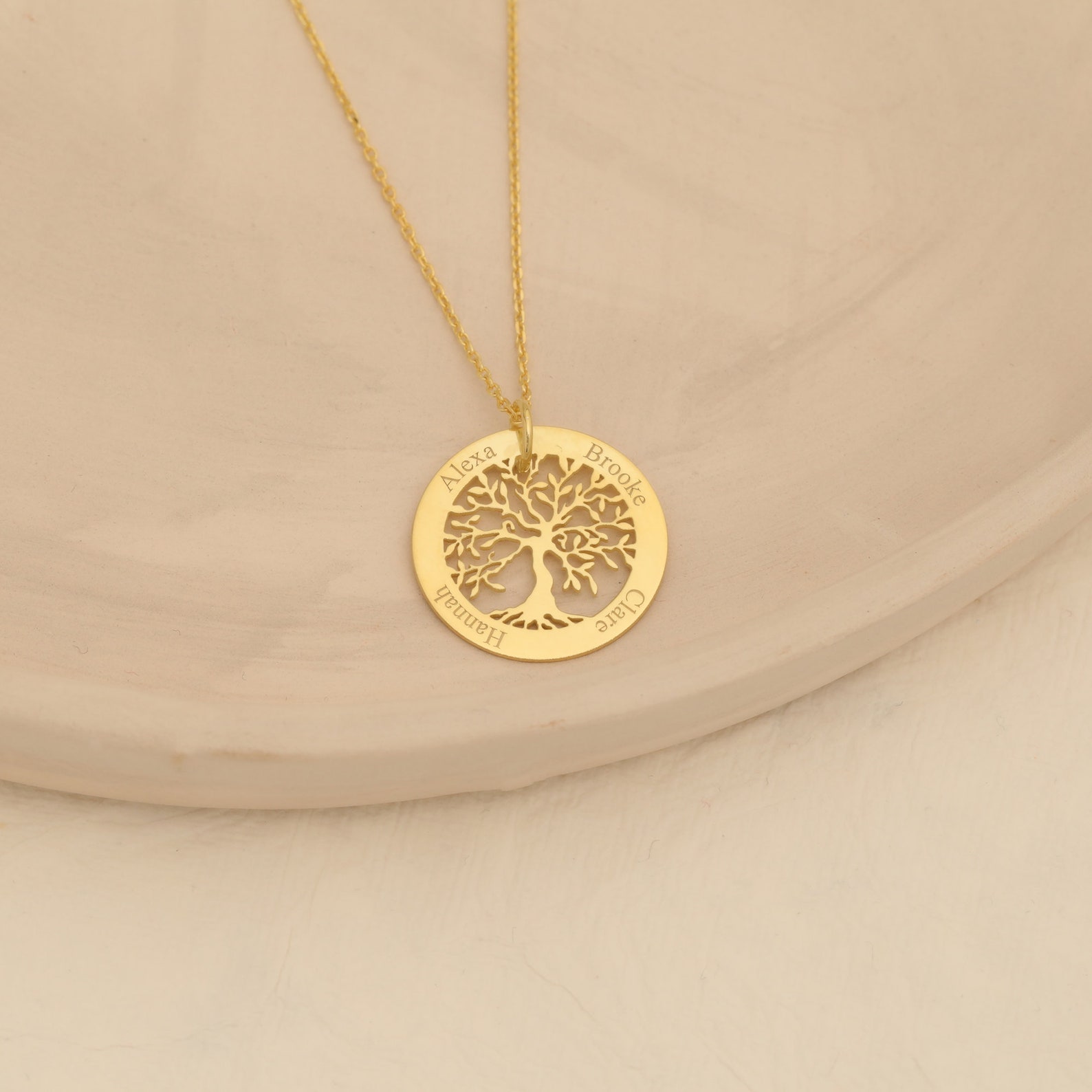 Custom Family Tree Necklace, Engraved Sterling Silver, Personalized ...