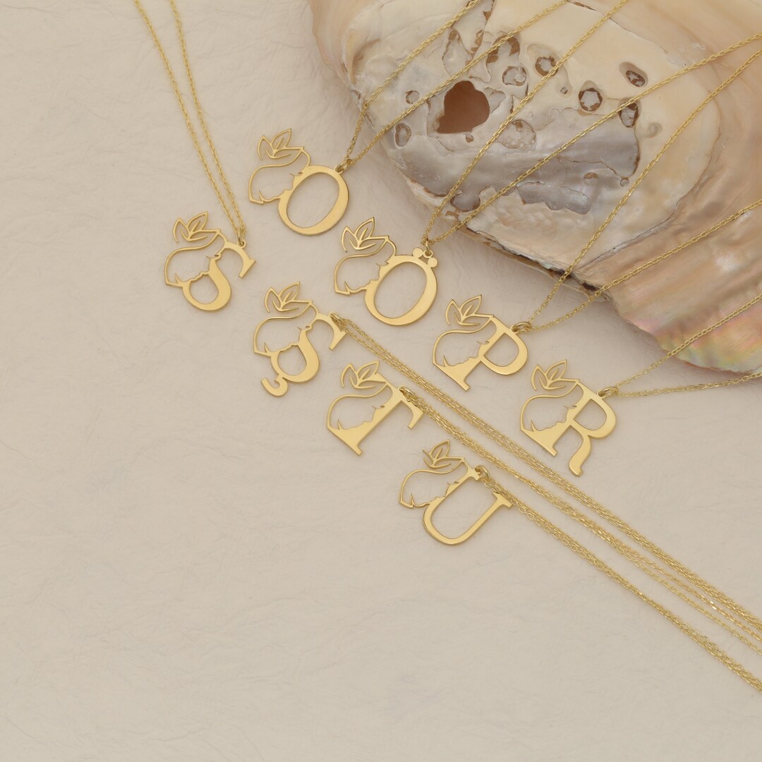 Custom Initial Necklace With Artsy Details, Perfect Gift, Handmade ...
