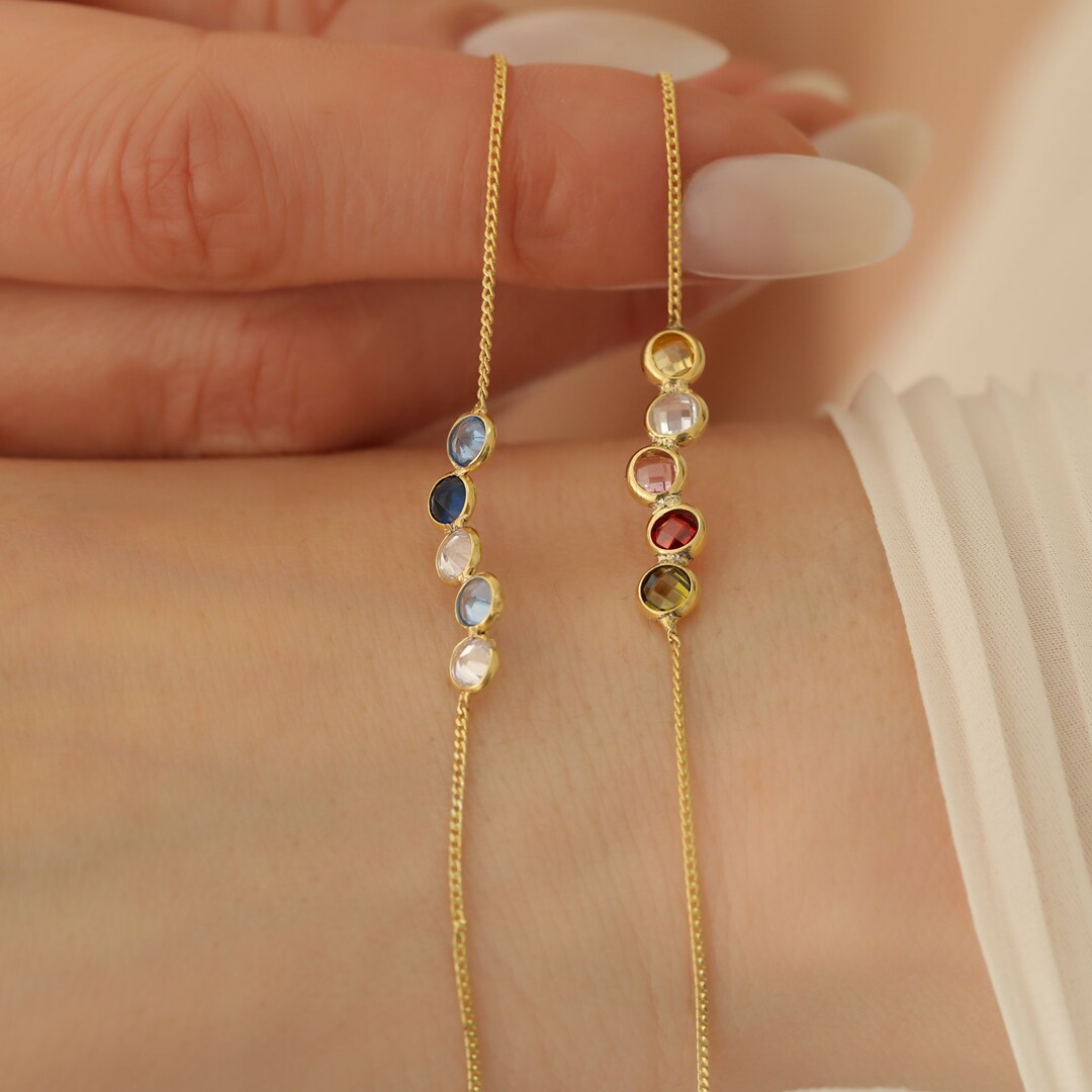 Custom Birthstone Cluster Bracelet,handmade Personalized Crystal ...