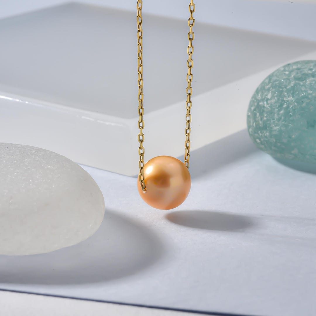 9mm Yellow Shell Pearl Necklace: Minimalist Golden South Sea Style - Etsy