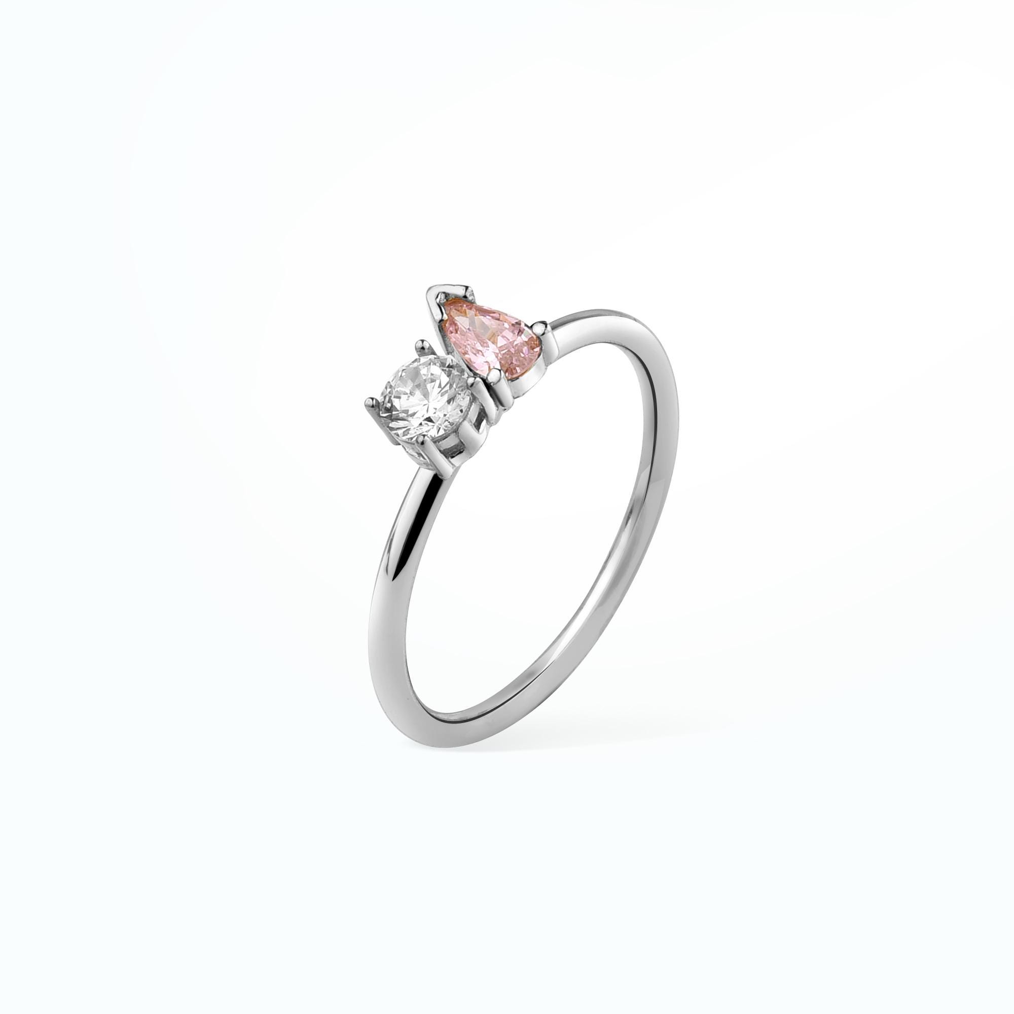 Teardrop Birthstone Ring: Two Stone Engagement Ring - Etsy
