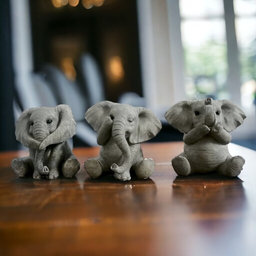 Small Cute Elephant Figurines, Shy, Sleepy, Shocked Cute Mini Animal Sculptures - Etsy