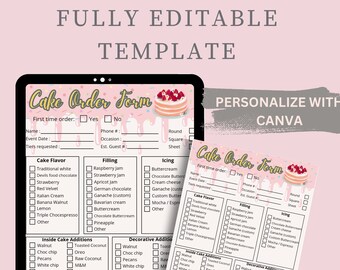 Cake Order Form Template Editable, Printable Bakery Order Form, Custom ...