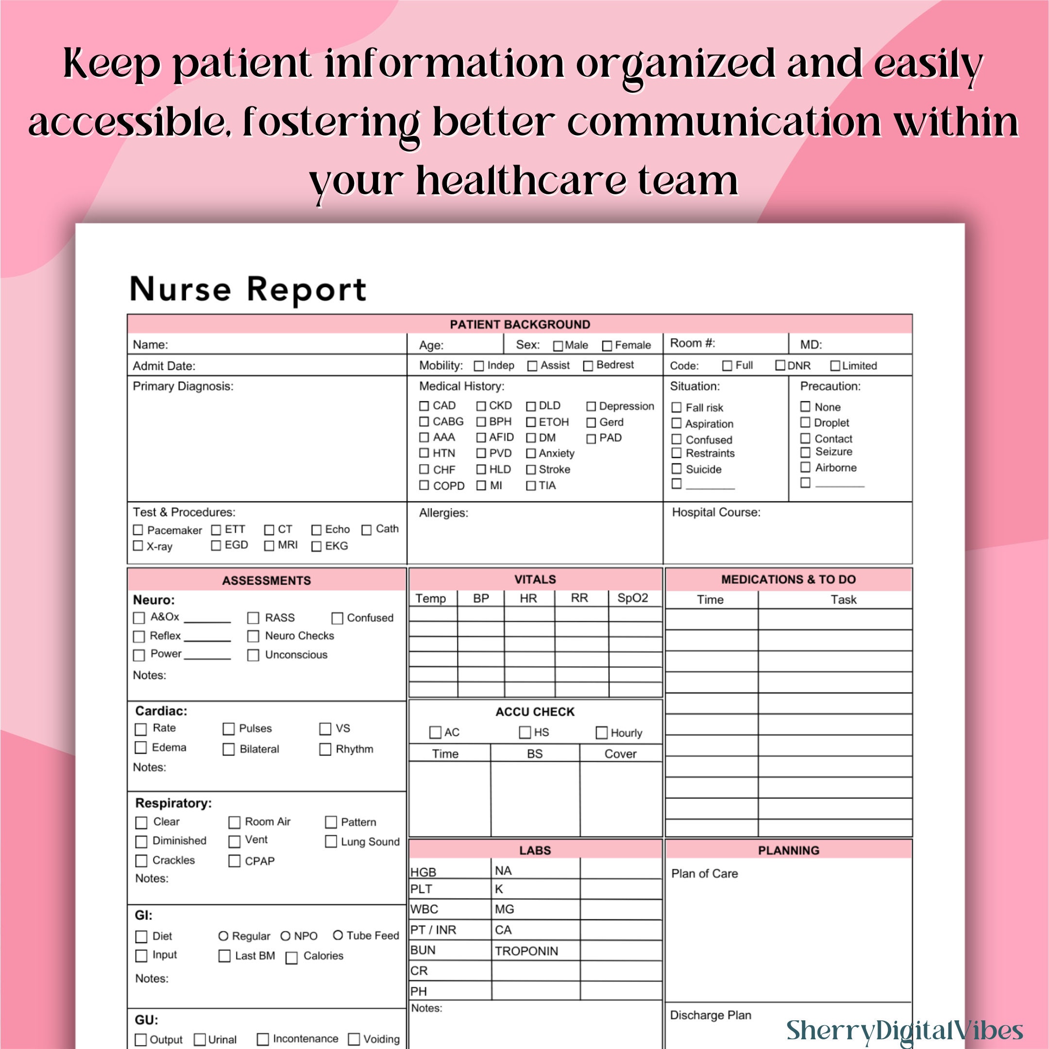 Nursing Med Surg ICU Report Sheet, Nursing Brain Report Sheet, Nursing ...
