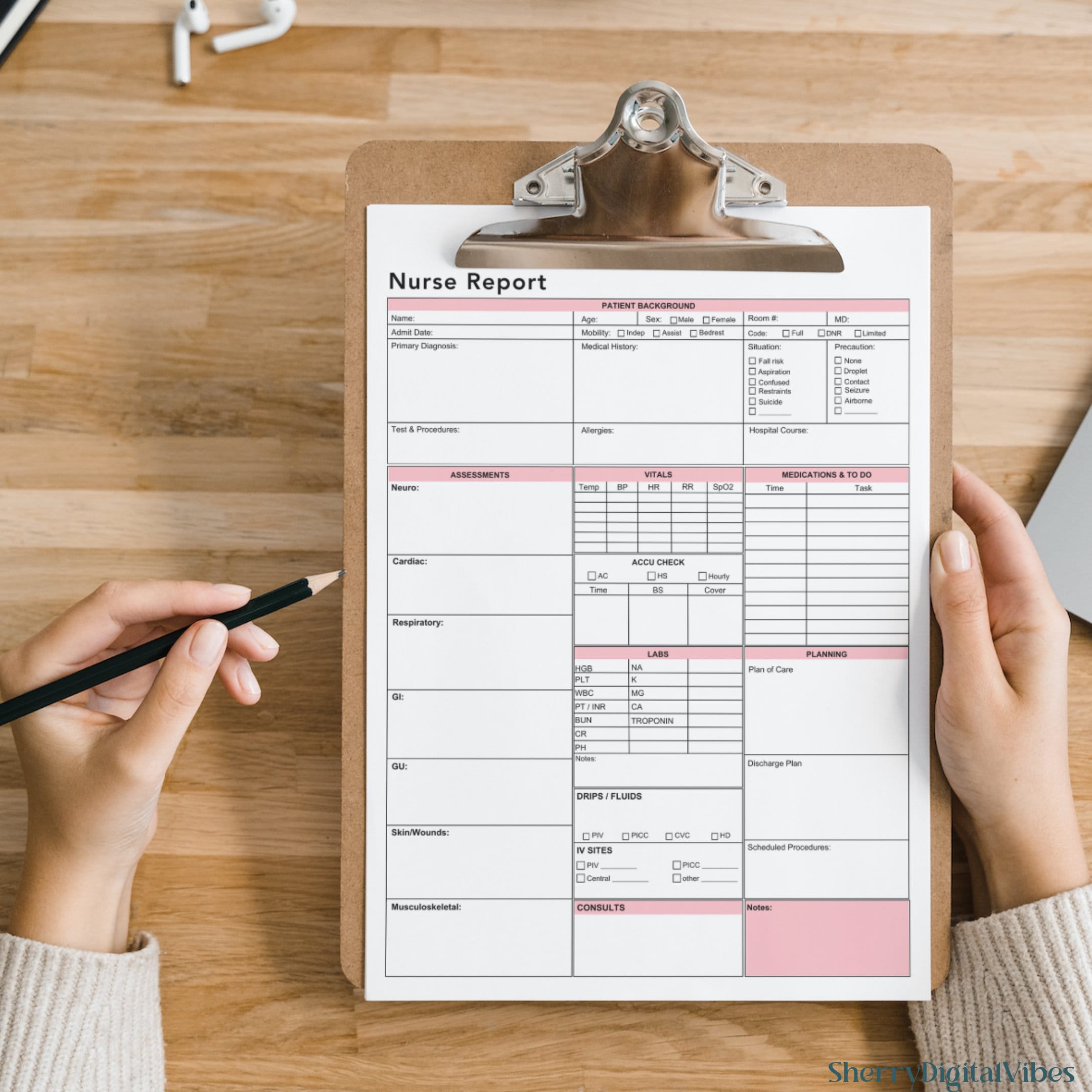 Nursing Report Sheet Printable, Med Surg ICU Nurse Report Sheet ...