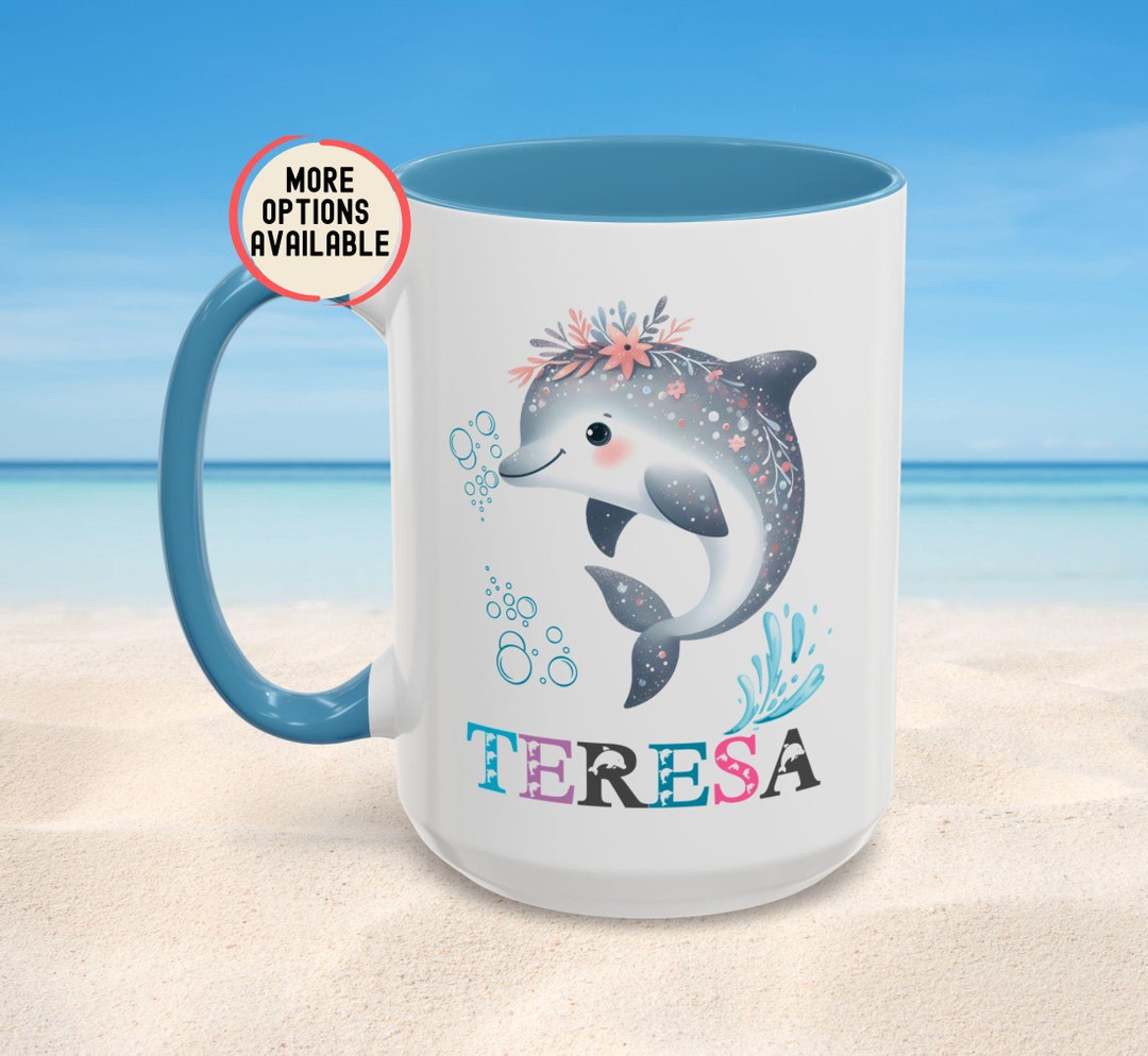 Personalized Kids Dolphin Mugs, Dolphin Lovers Gifts, Customize Sea ...