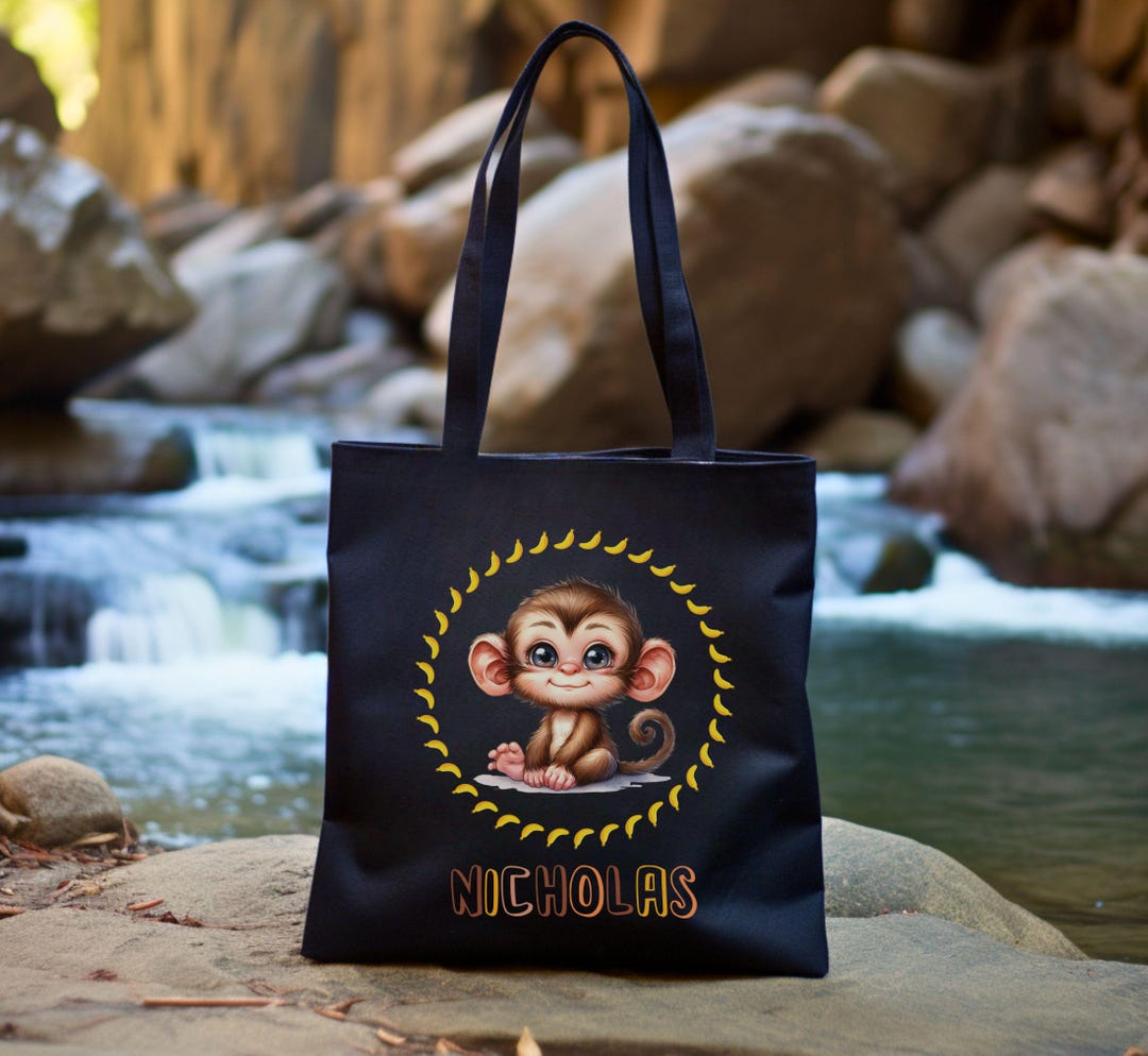Personalized Monkey Kids Totes, Funny Custom Children Tote Bags ...