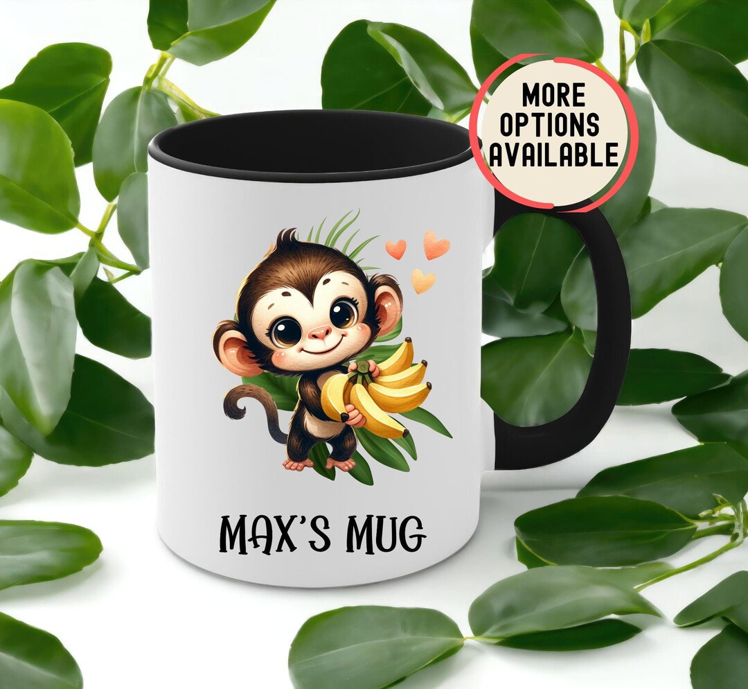 Personalized Kids Monkey Mugs Birthday Presents, Custom Banana Monkey ...