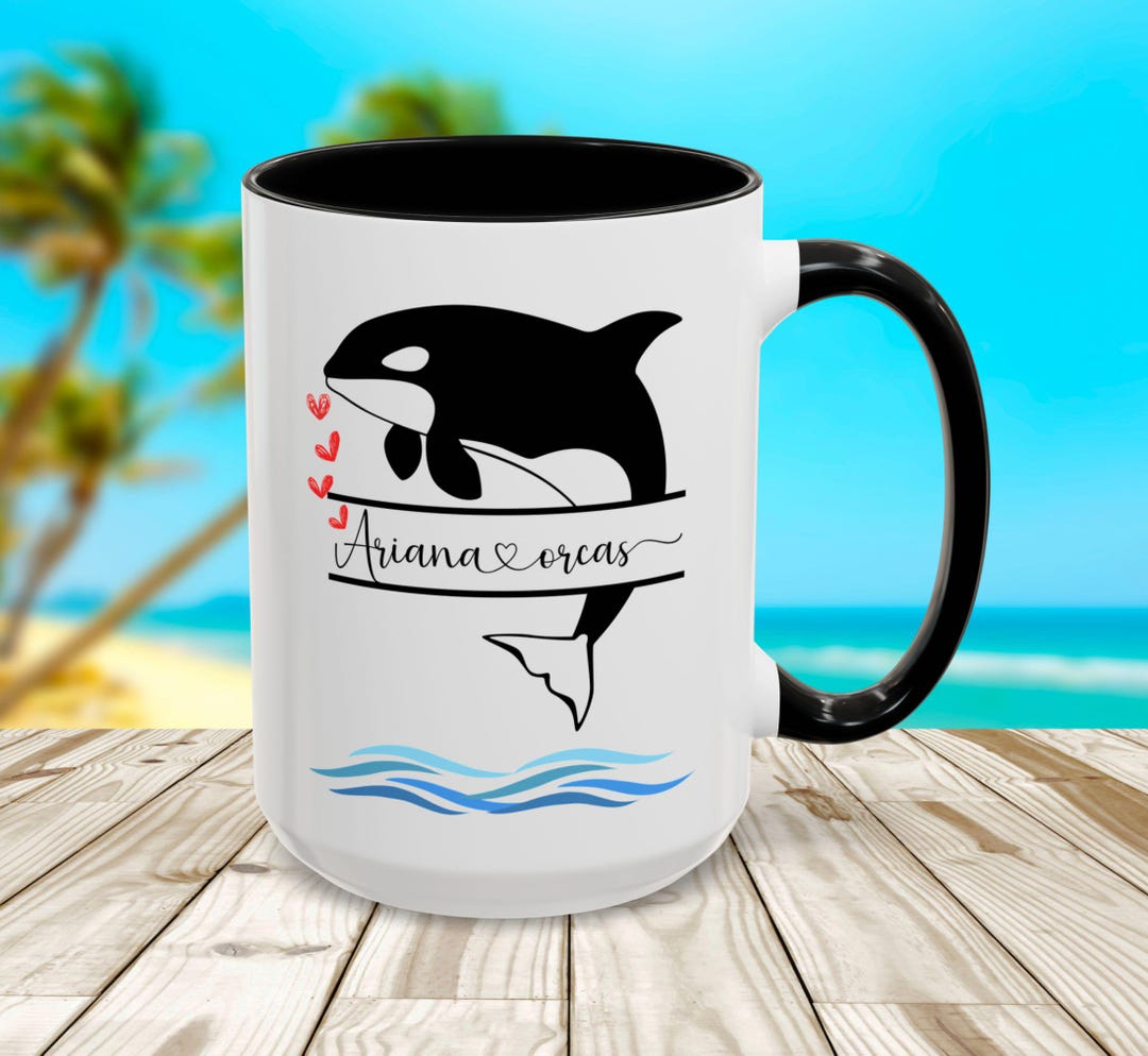 Personalized Orca Mugs Gifts for Nature Lovers, Custom Kids Whale Cups ...