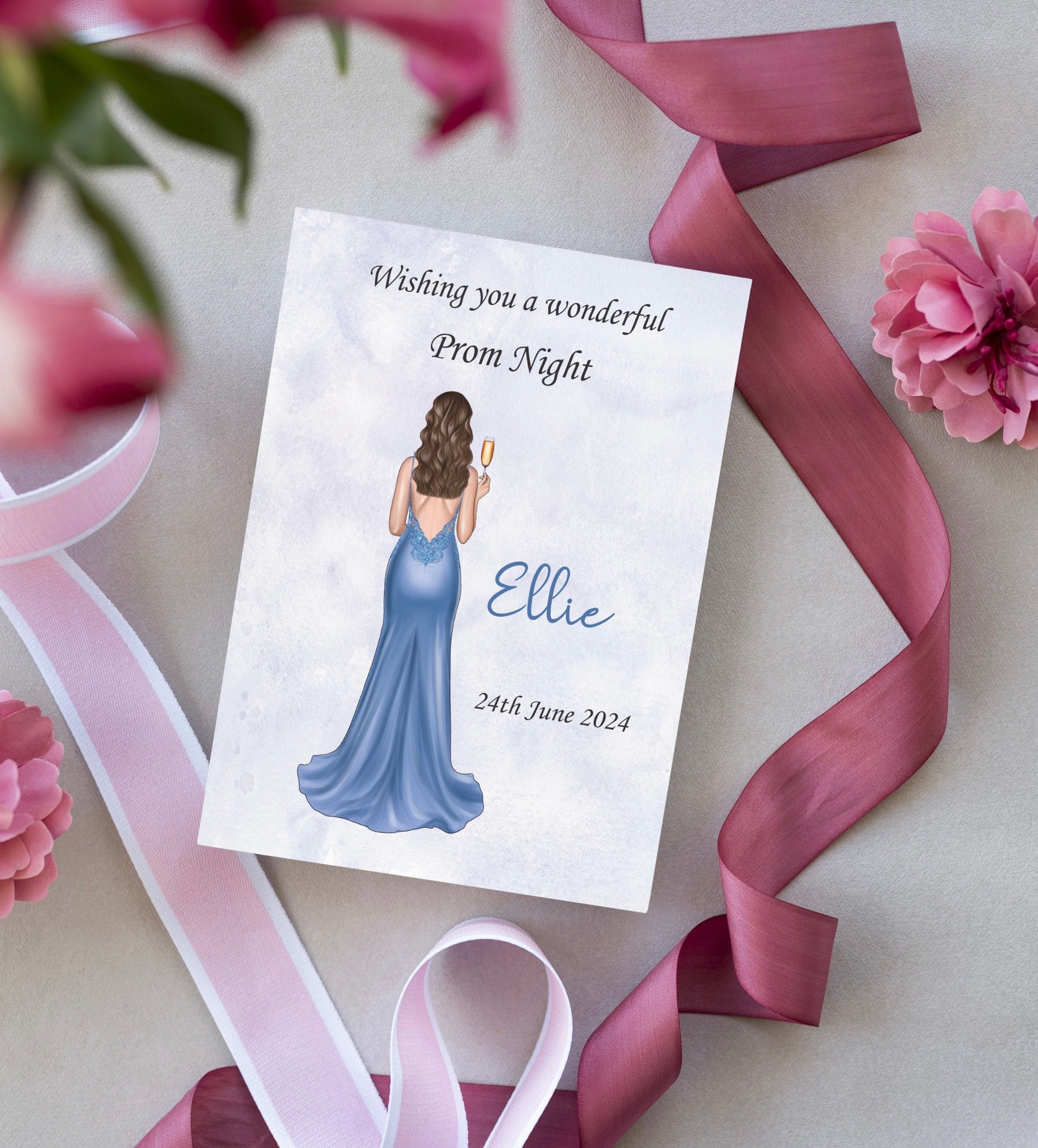 Personalised Prom Card - Choose Your Hair Style and Colour, Dress Style ...