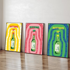 Modern Korean Soju Poster | Korean Alcohol Print | Green Printable Wall ...