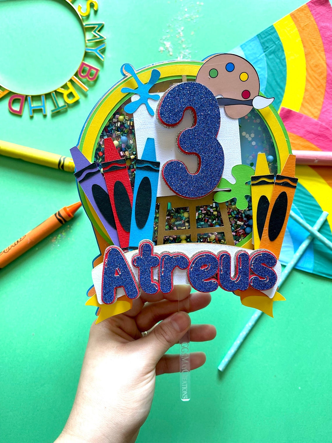 Crayola Birthday Party, Crayola Cake Topper, Paint Party, Painting Cake ...