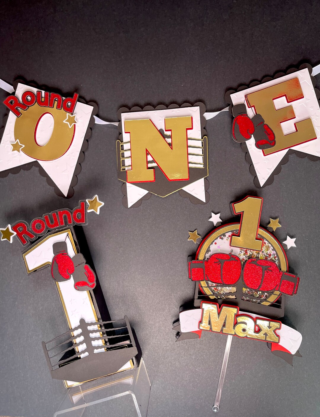 Little Champ Birthday,round One Cake Topper,boxing Cake Topper, Boxing ...