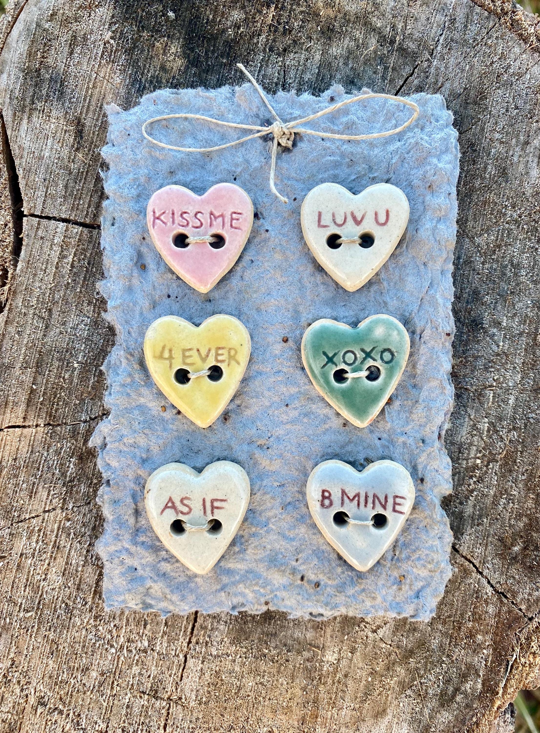 Handmade Ceramic Conversation Heart Buttons, Set of 6 - Etsy