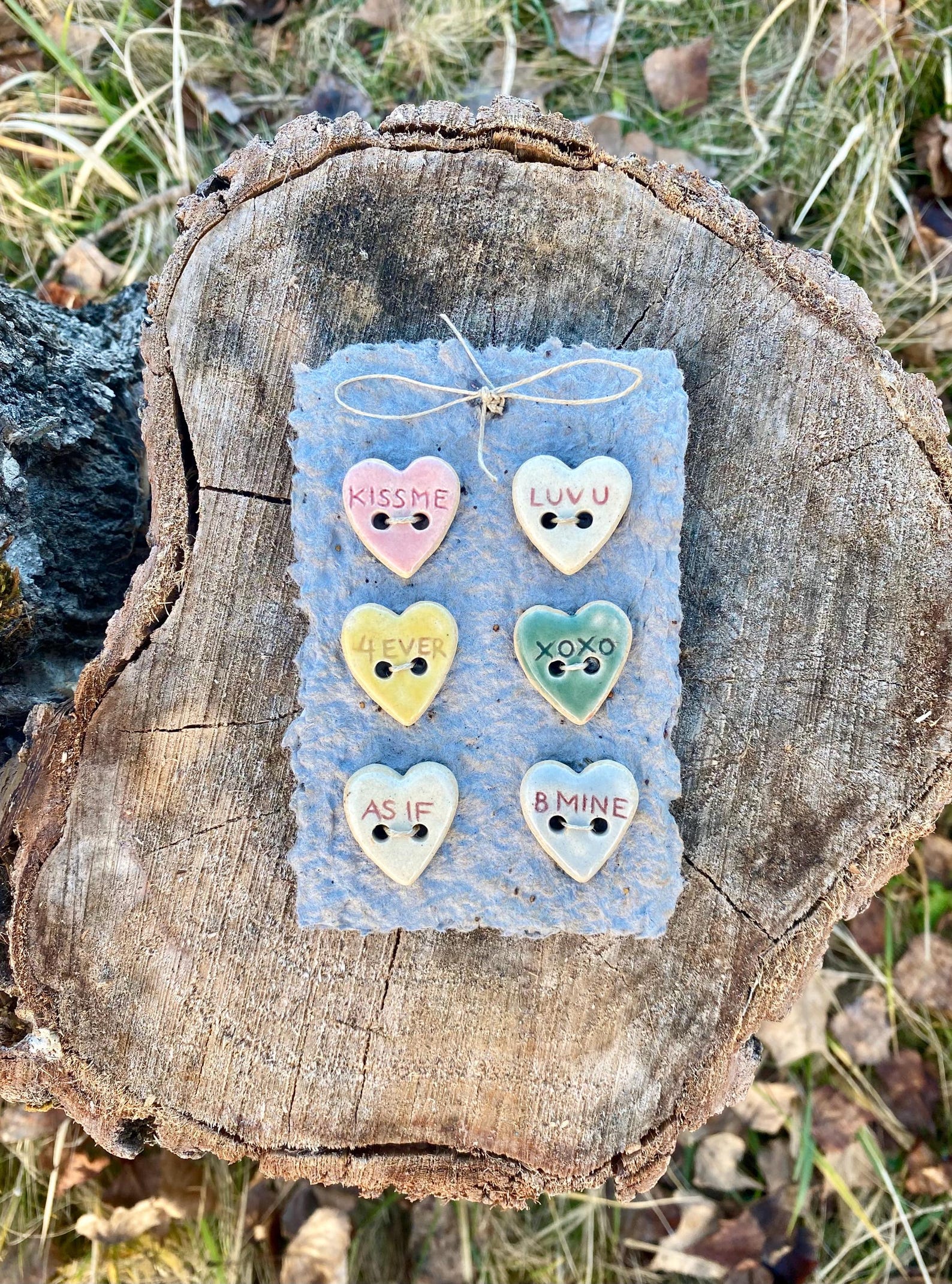 Handmade Ceramic Conversation Heart Buttons, Set of 6 - Etsy