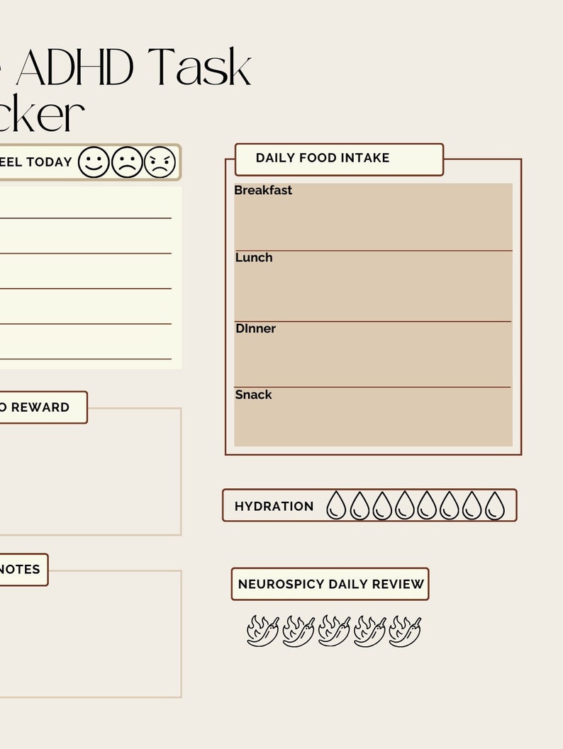 Printable Adult ADHD Daily Digital To-do List, Task Tracker ...