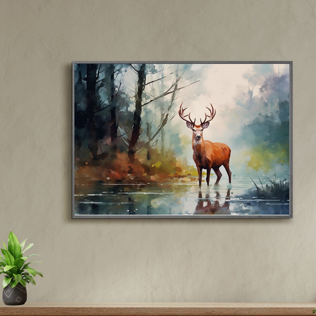 Deer Artwork, Deer Art,wildlife Artwork, Deer Print, Deer Watercolor ...