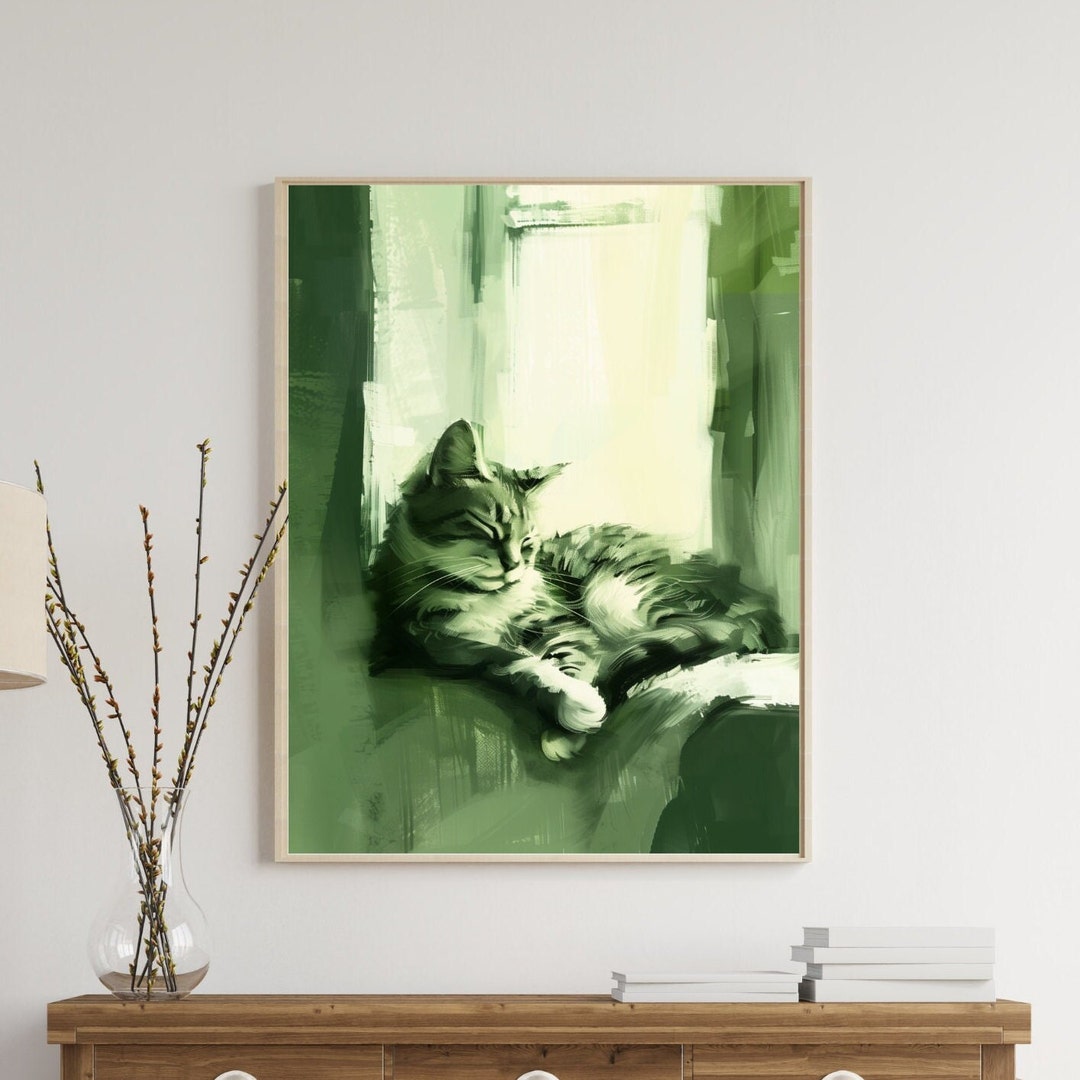 Sleeping Cat Art Print, Feline Line Drawing (digital Download) - Etsy