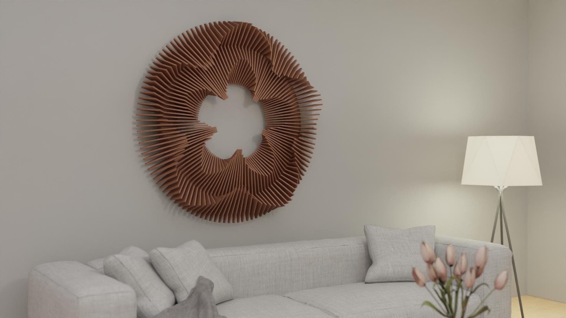 Parametric Round Wall Panel Star Wave Design for Home Office and ...