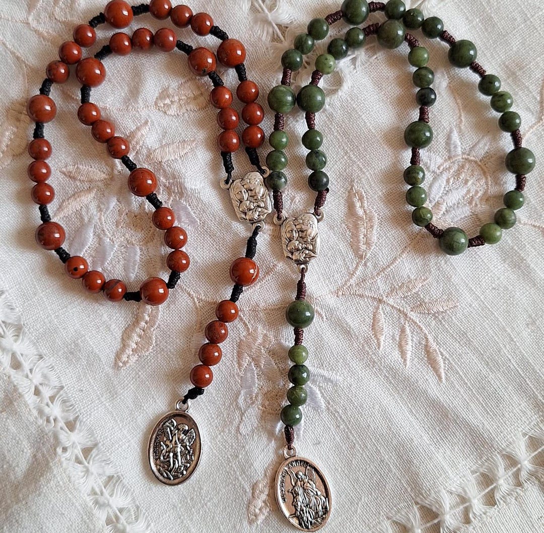 Saint Michael Rosary in Red Jasper - Etsy