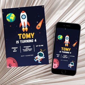 Outer Space Birthday Invitation - Astronaut and Planets Party Invite ...